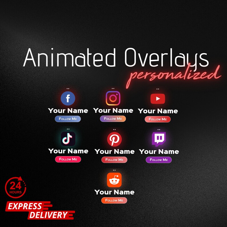 Personalized Social Media Animated Overlays Choose From 7 Designs ...