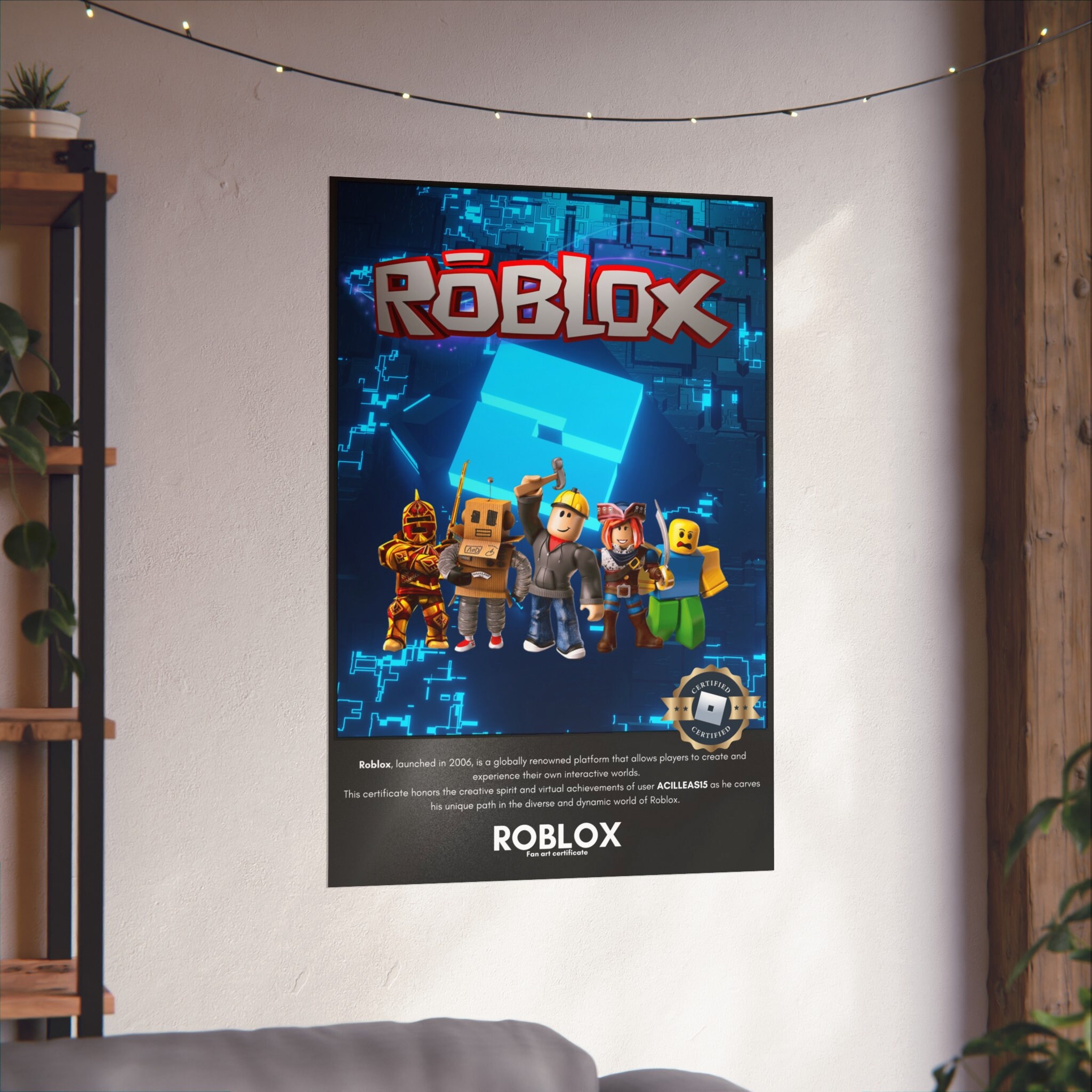 Roblox Poster Fan Made Certificate Premium Matt, Celebrate Personalized ...