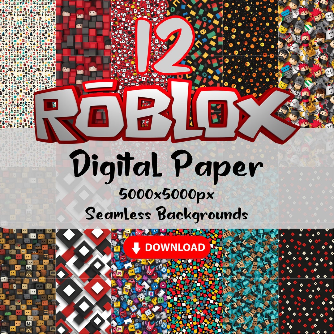 Roblox Digital Paper Set 12 PNG Seamless Patterns, Creative Craft ...