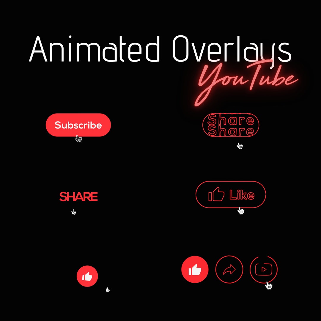 Youtube Mini Overlays Set - Like, Subscribe, Share With Sound | Direct ...