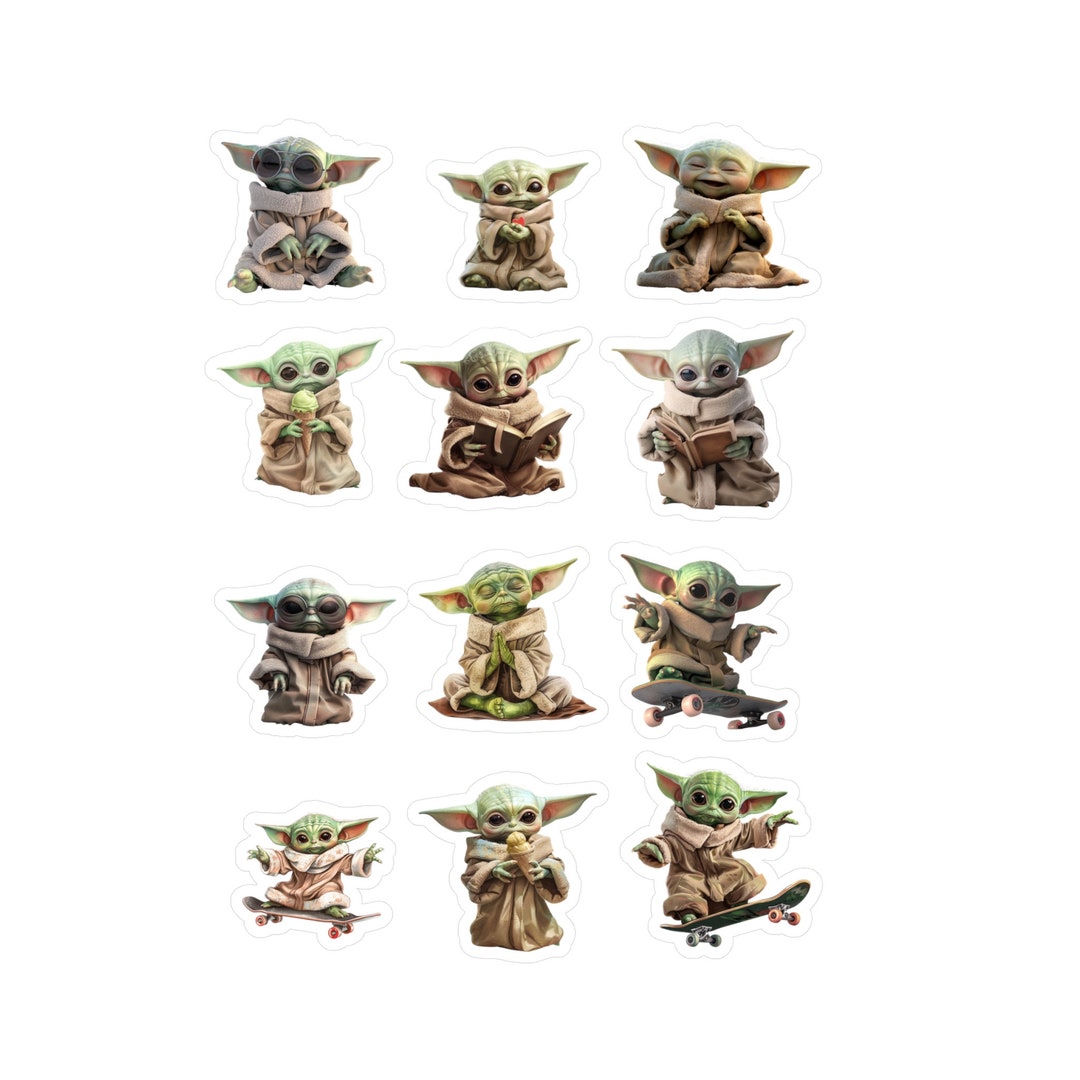 Baby Yoda Grogu Sticker Collection 12 Vinyl Sticker Scenes Water and UV ...