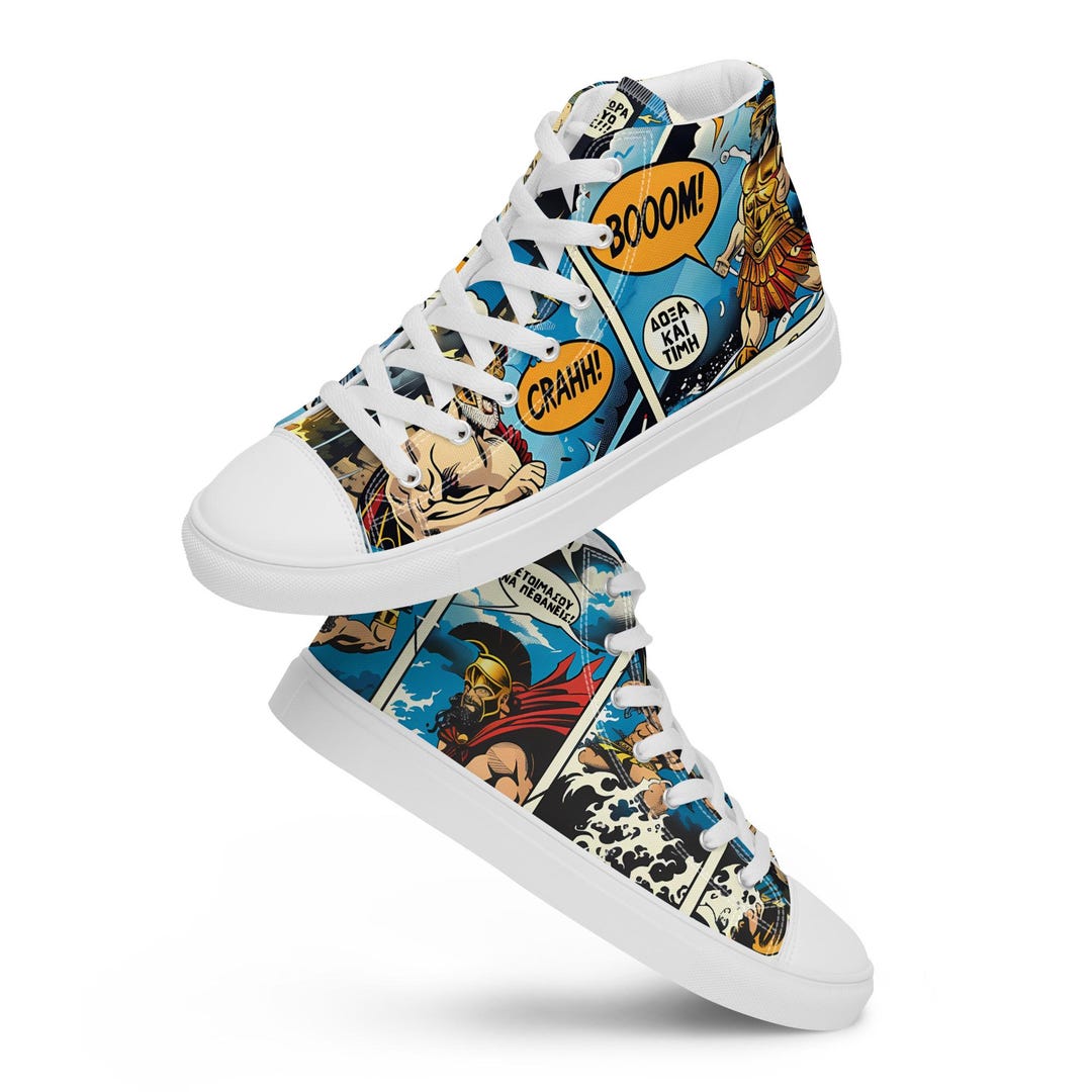 High-top Retro Shoes, Battle of the Greek Gods in a Comic Book Style ...