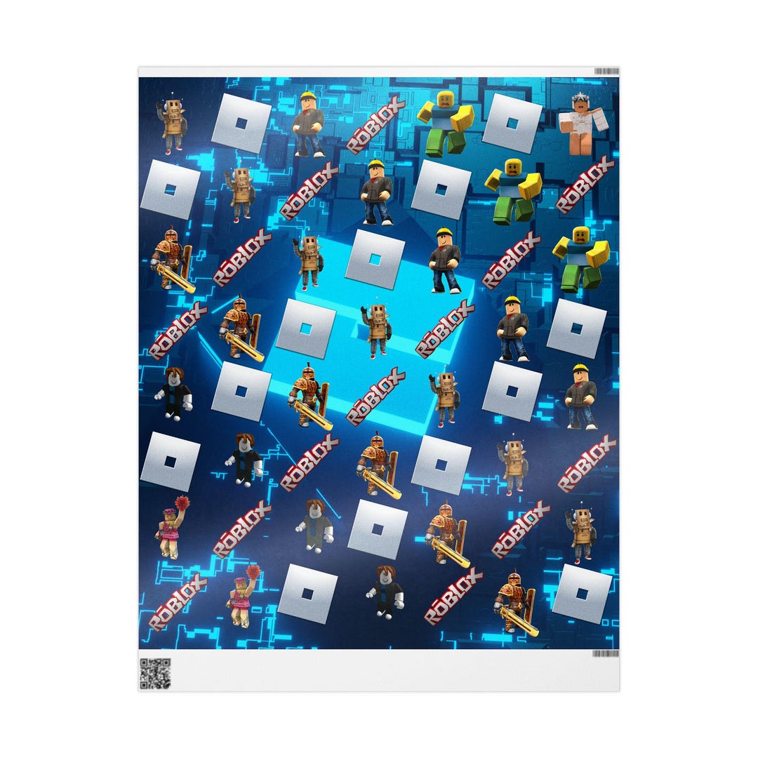 Roblox Wrapping Paper Gift Birthday Kids Surprise, Design With Logo ...