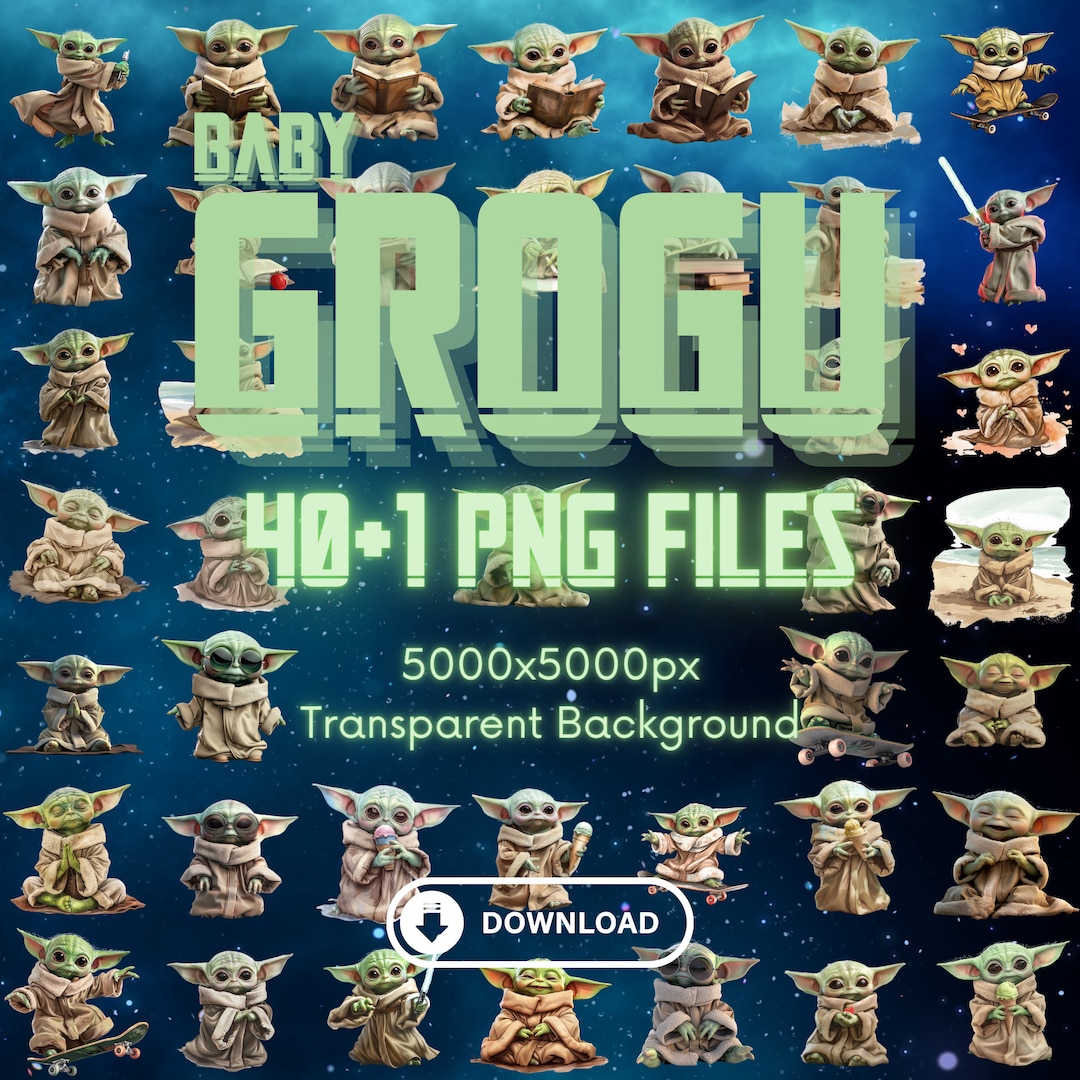 Baby Grogu Yoda Clipart PNG Bundle – 41 High-res, Transparent ...