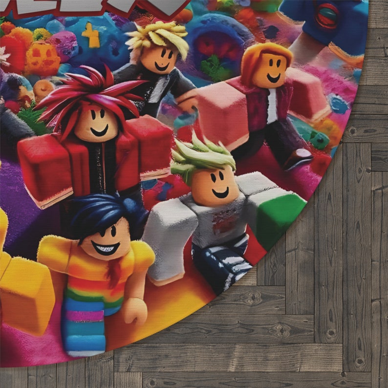 Roblox Rug Gaming Design - Colorful Round 152 Cm Rug for Children's ...