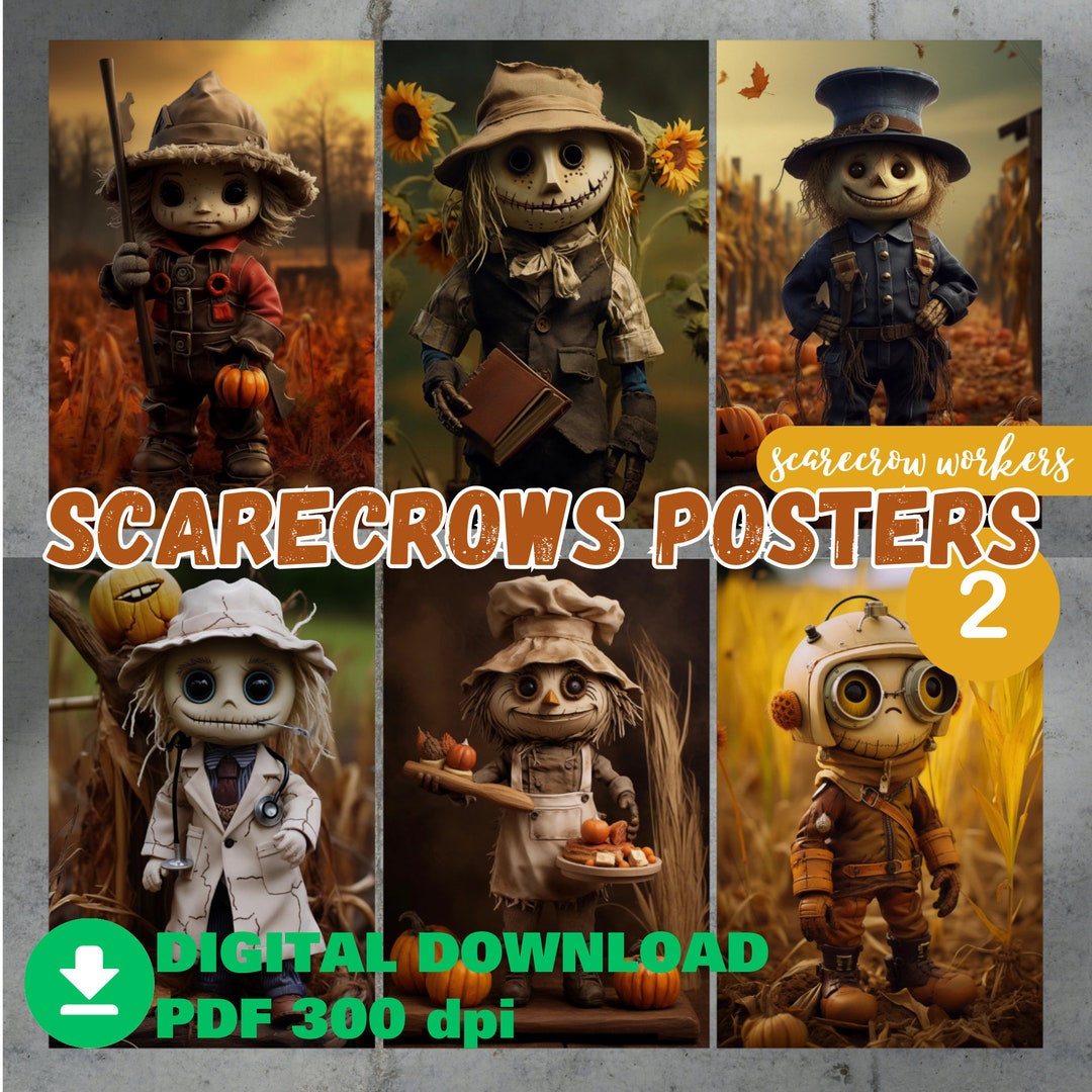 Cute Scarecrow Worker Images - Professions Clipart, Set of 6, Instant ...