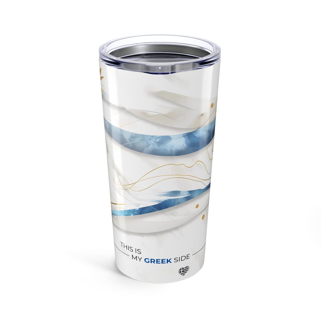 This is My Greek Side Tumbler, 20oz, Elegant Blue Gold, Dishwasher Safe ...