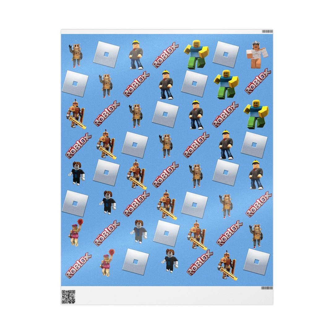Roblox Wrapping Paper Gift Birthday Kids Surprise, Design With Logo ...