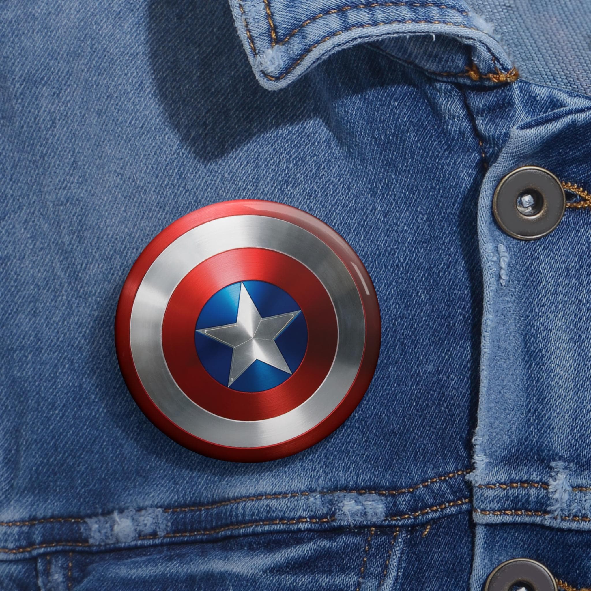 Captain America Shield Pin Button, the Ultimate Fan Item, Pin Made of ...