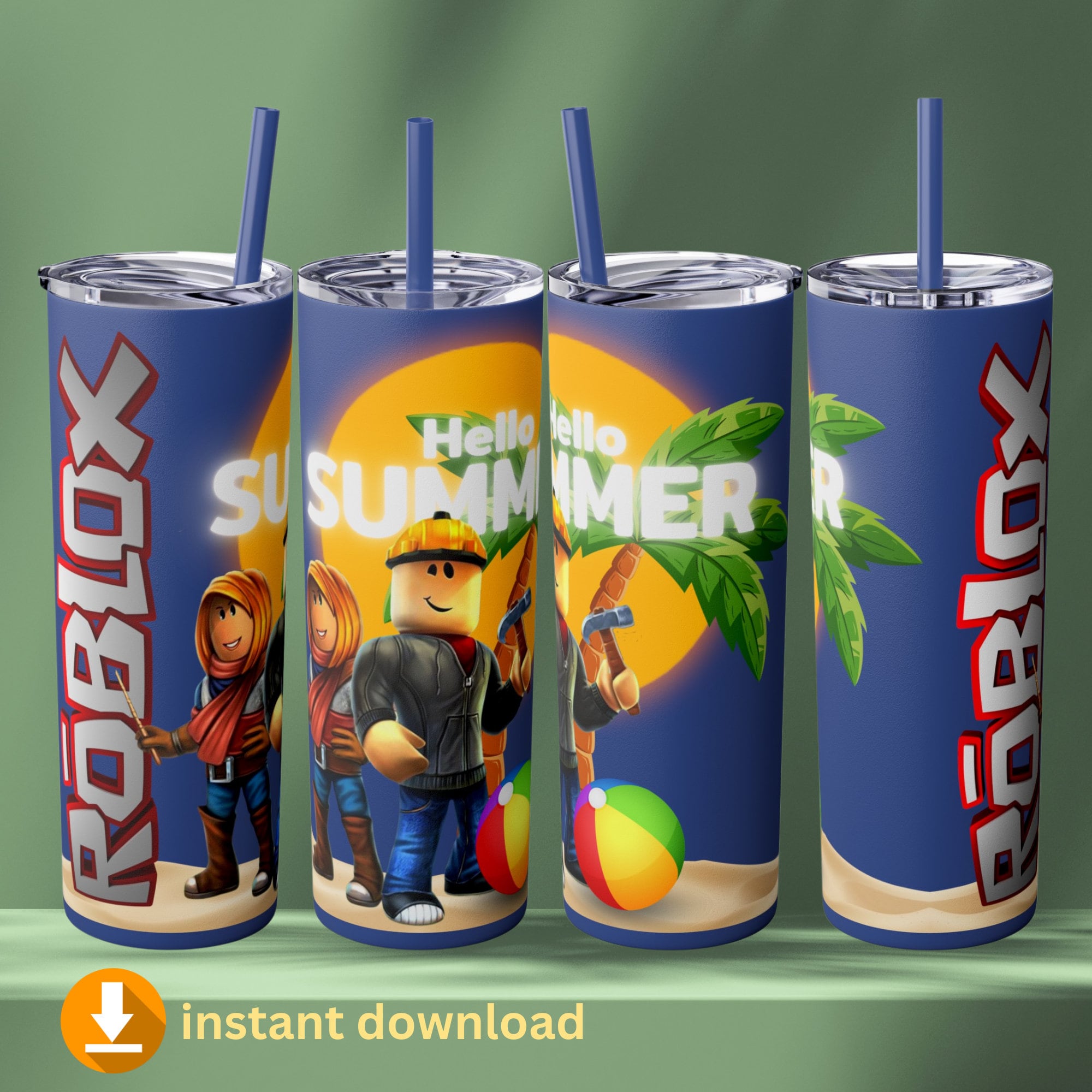Roblox Summer Tumbler Wrap PNG – Digital Design for 20oz Skinny Mugs ...