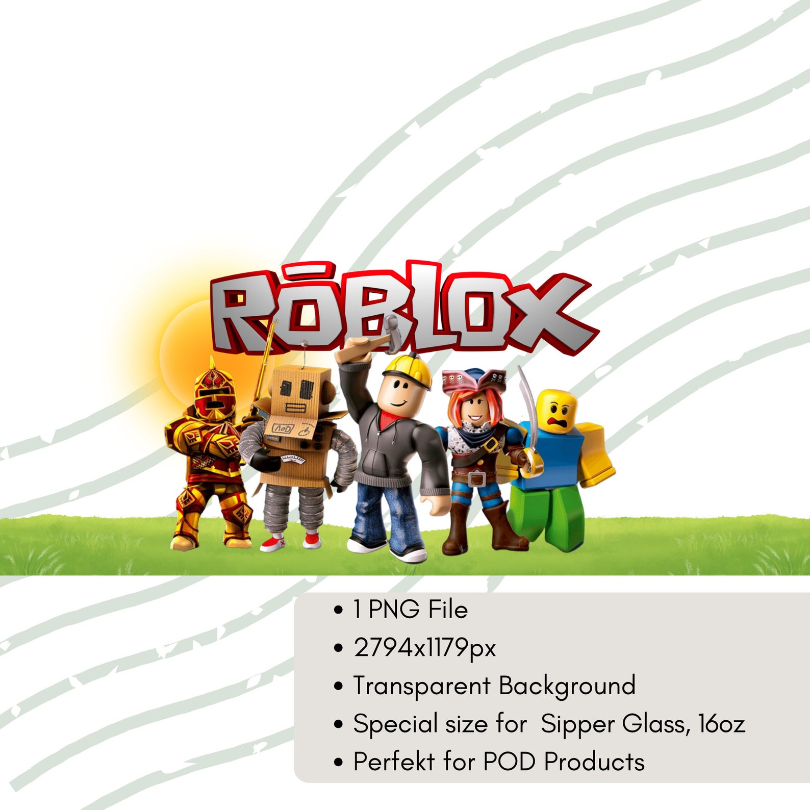 Roblox Summer Glass Design PNG – Digital Sublimation Design for 16oz ...