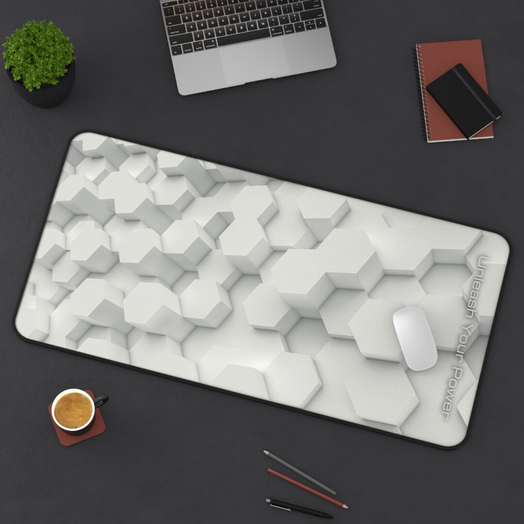 Mouse Pad Desk Mat Abstract 3D Design Hexagons White - Available in ...