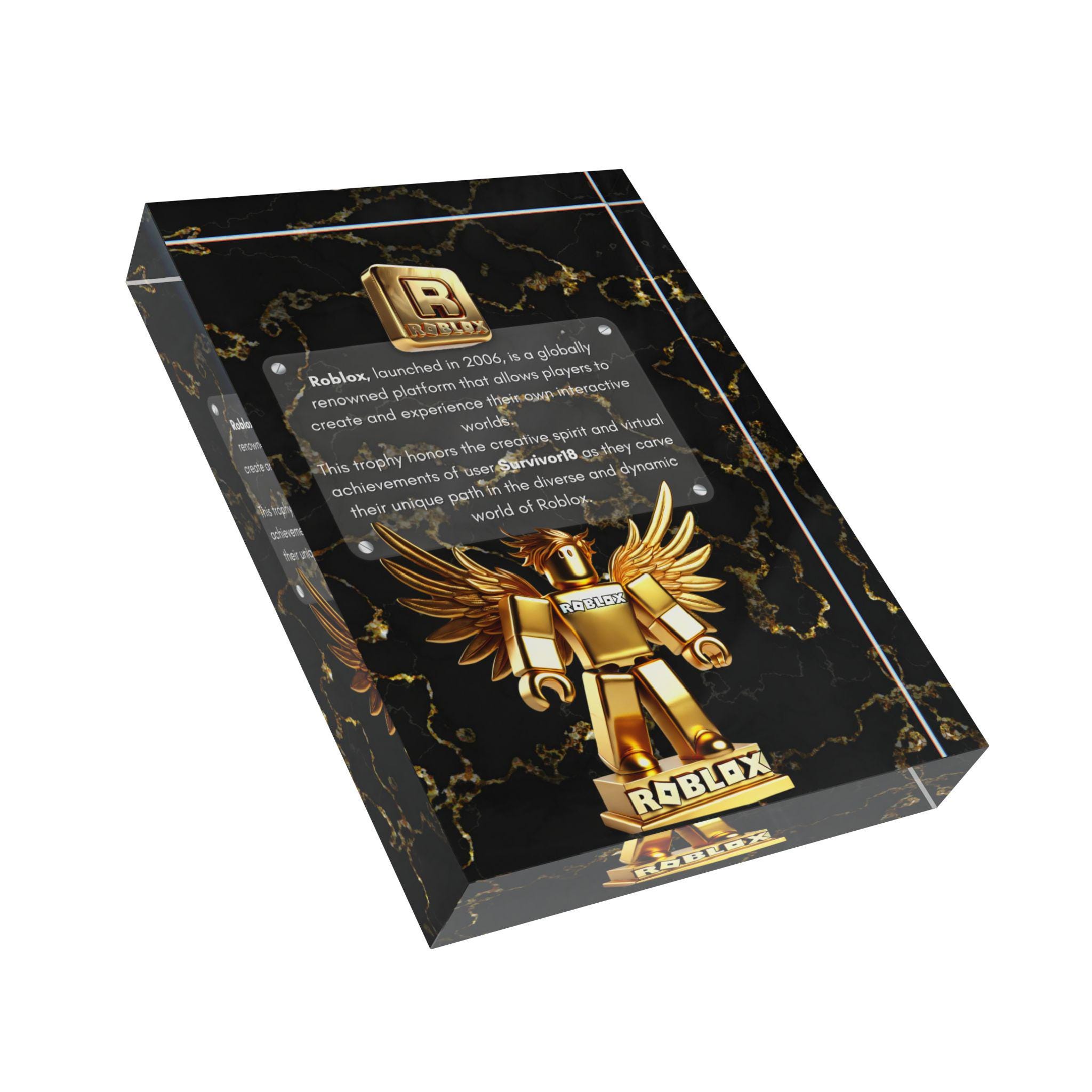 Roblox Certificate Trophy Personalized | Acrylic Block With Name ...