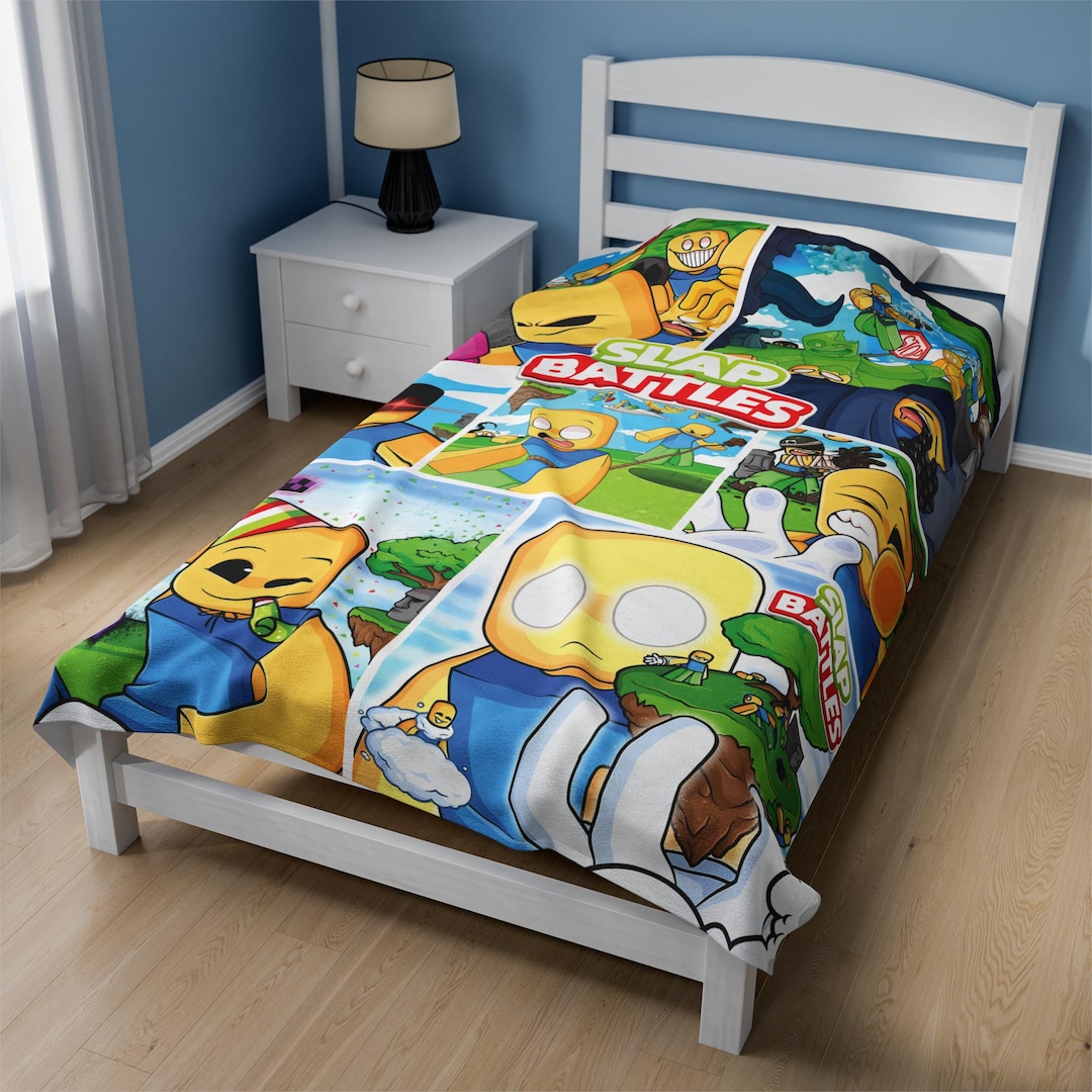 Slap Battles Roblox Blanket for Kids & Gamers – Soft Velvet Blanket ...