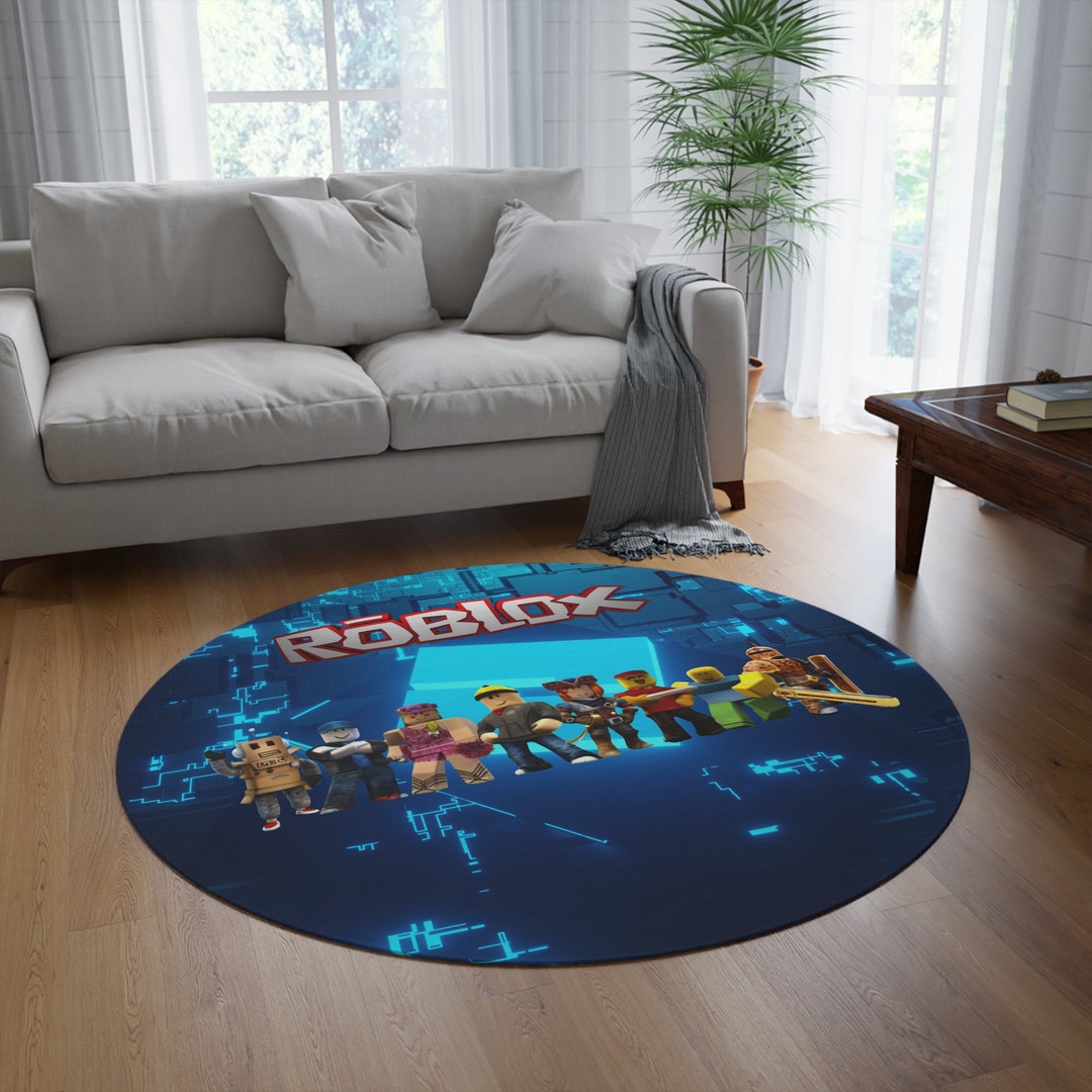 Roblox Characters Rug - Blue Round Rug 152 Cm for Gaming Fans, Colorful ...
