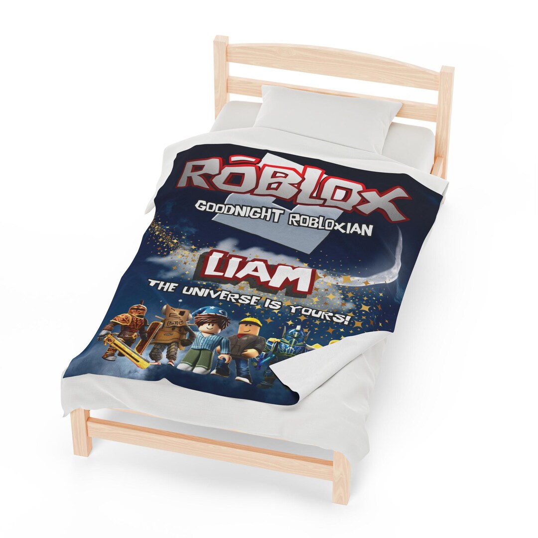 Personalized Roblox Velvet Blanket With Name, Cozy Good Night Robloxian ...