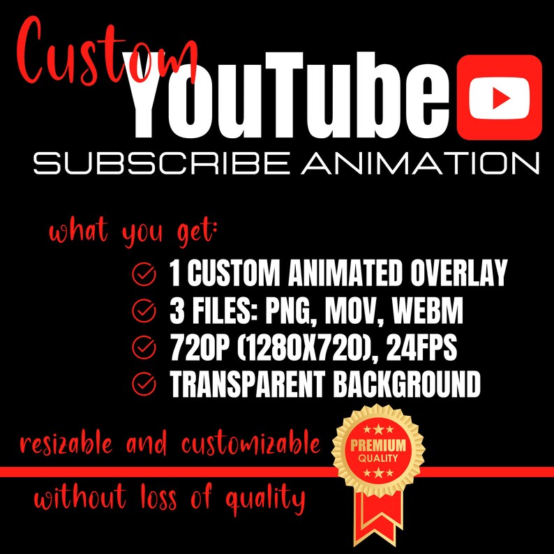 Custom Animated Youtube Subscribe Button, Call to Action, Intro Overlay, Customizable, Youtube ...