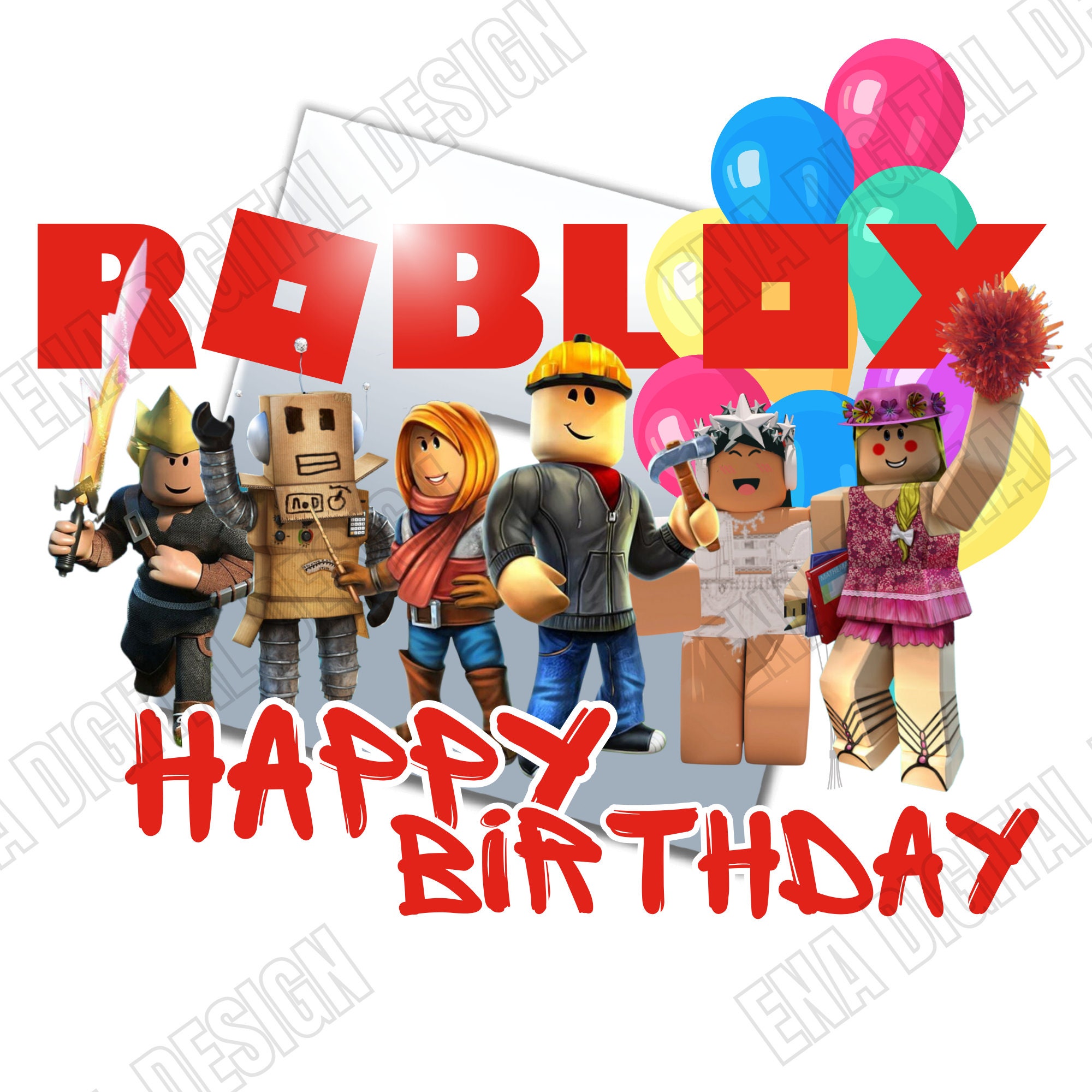 Roblox Happy Birthday PNG Set 4 Designs, Instant Download, Gaming PNG ...
