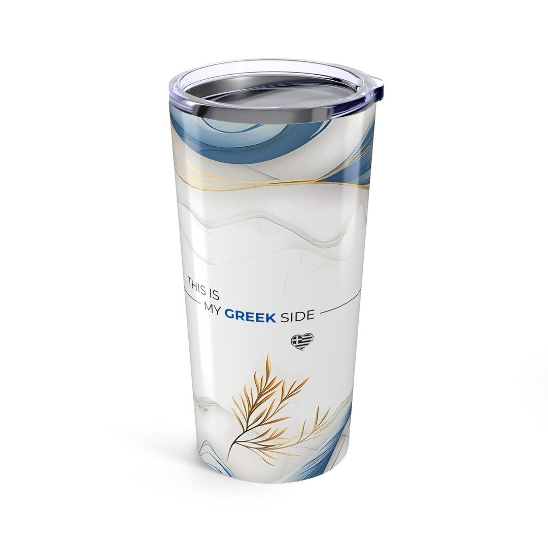 This is My Greek Side Tumbler 20oz With Blue and Gold Waves and Olive ...