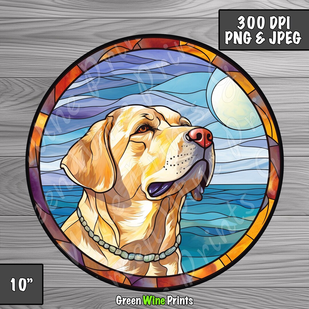 Labrador Stained Glass Clipart, Labrador Retriever Tumbler, Faux ...