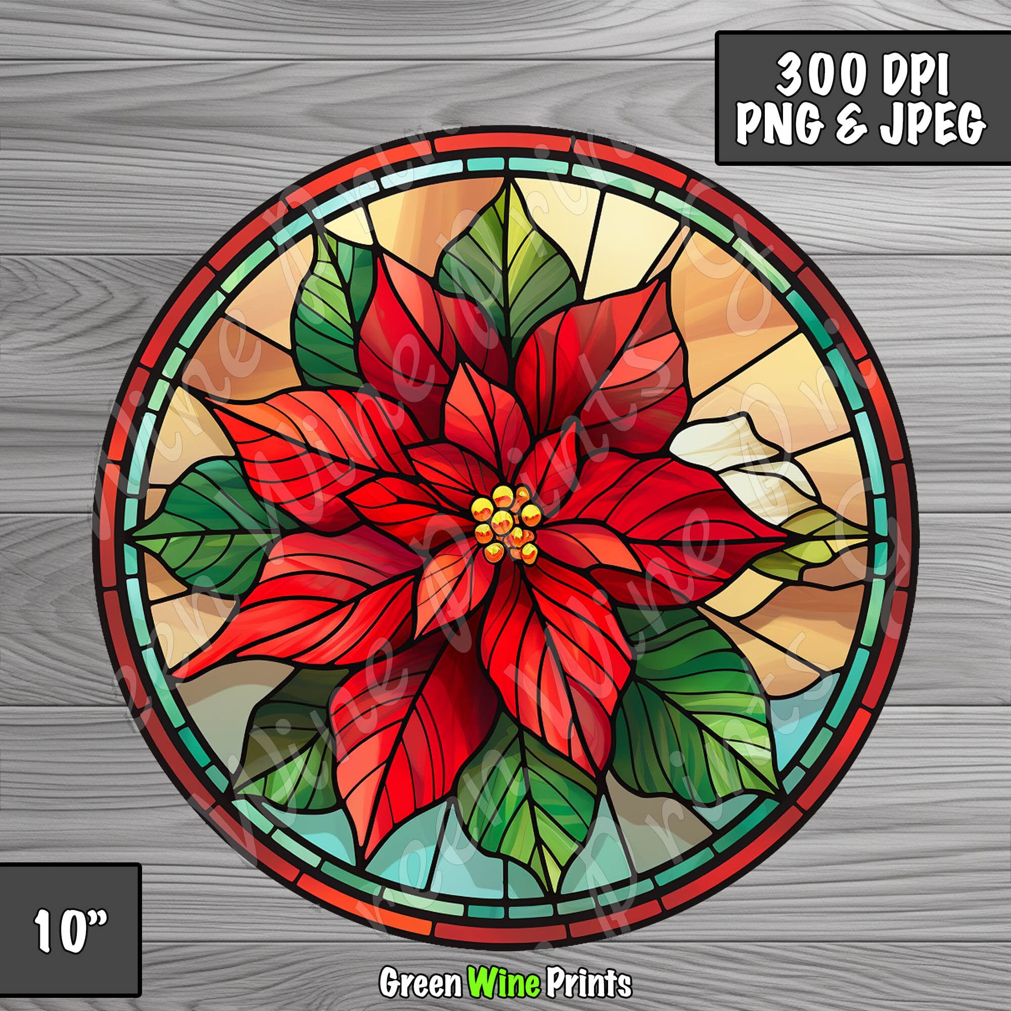 Poinsettia Pattern Stained Glass