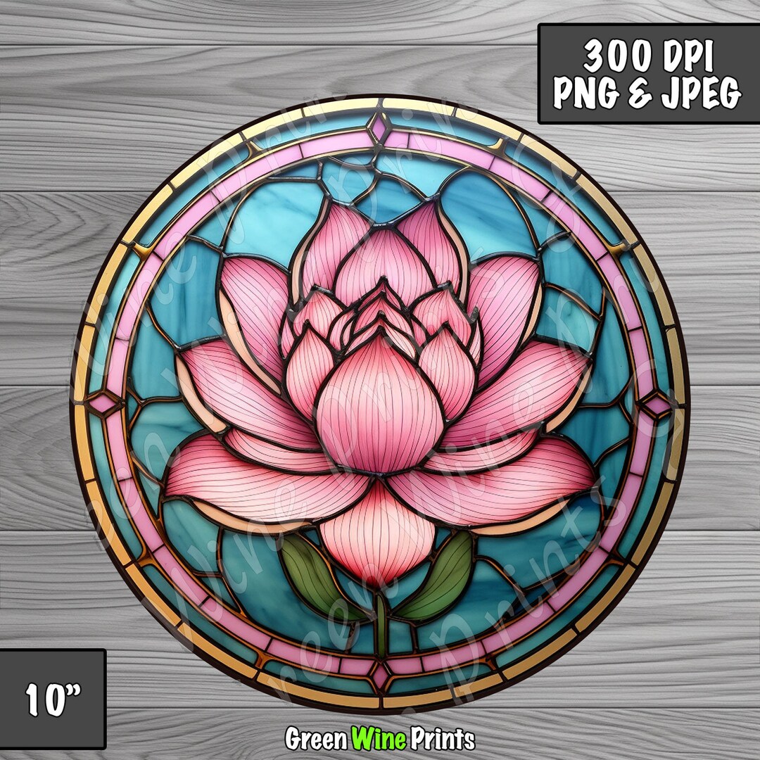 Stained Glass Lotus Flower ,colorful Lotus Sublimation Wrap, Faux ...