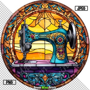 4 Sewing Machine Stained Glass Clipart Prints. Sew Machine Stained ...