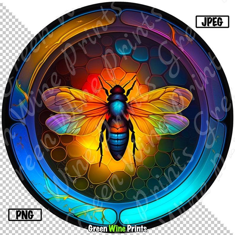 Firefly Stained Glass Clipart, Firefly Sublimation Design, Faux Stained ...