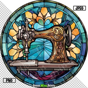 4 Sewing Machine Stained Glass Clipart Prints. Sew Machine Stained ...