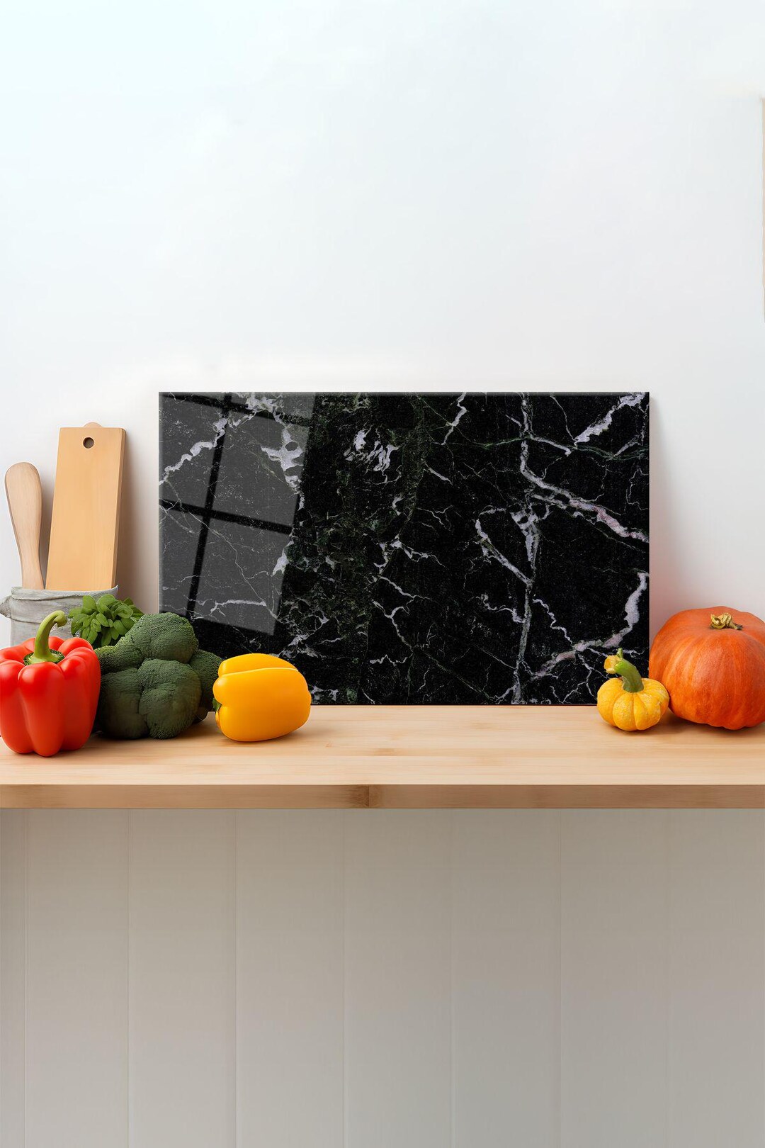 Black Marble Glass Cutting Board, Silicone Feet, Presentation Cutting ...
