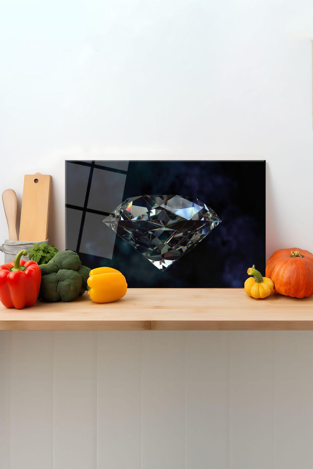 Diamond Diamond Glass Cutting Board, Silicone Feet, Presentation ...