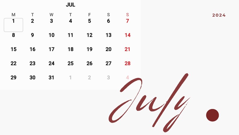 Calendar Desktop Wallpaper July - Etsy