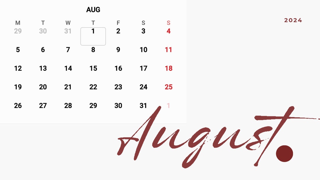 Calendar Desktop Wallpaper August - Etsy