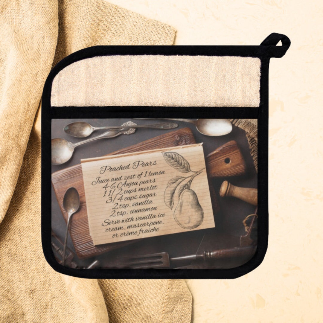 Poached Pear Potholder Recipe Collection Pocket Design Vintage Style ...