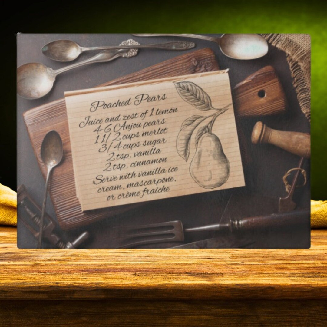 Poached Pear Glass Cutting Board Recipe Collection Tempered Glass ...