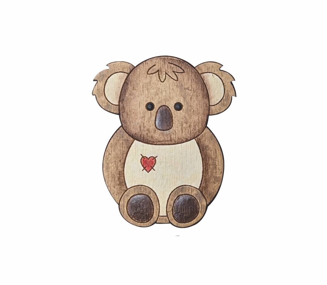 Kai the Baby Koala Bear 1.25 Hand-painted Wood Pin Nature Art Jewelry ...