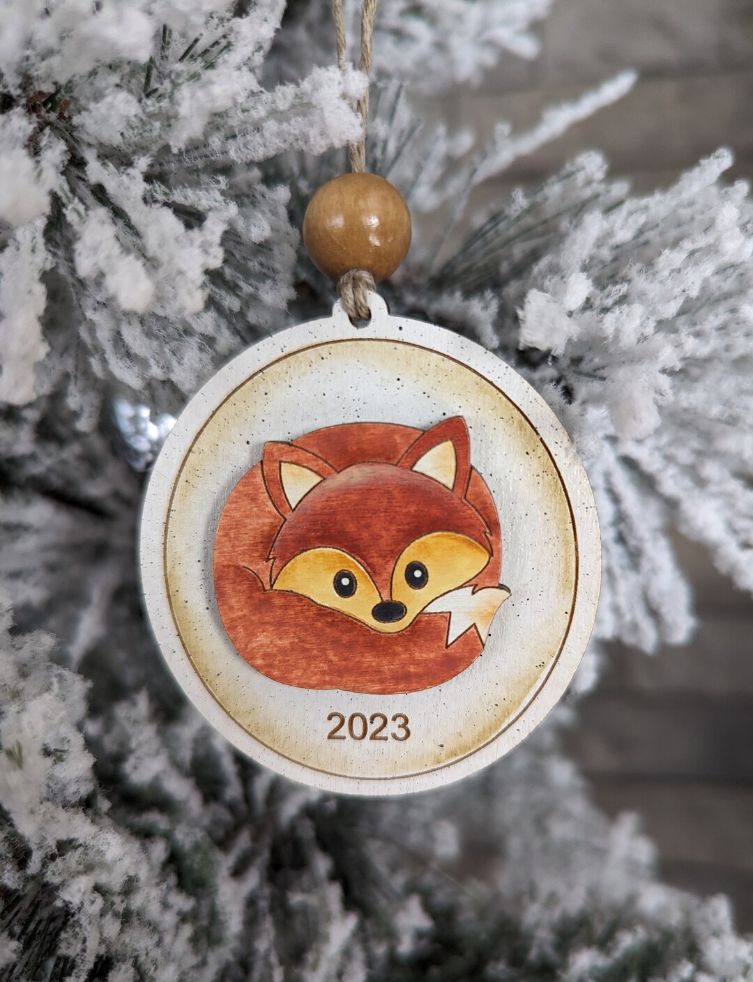 Nora Red Fox Hand-painted Personalized Wood Ornaments Nature Art Joanie ...