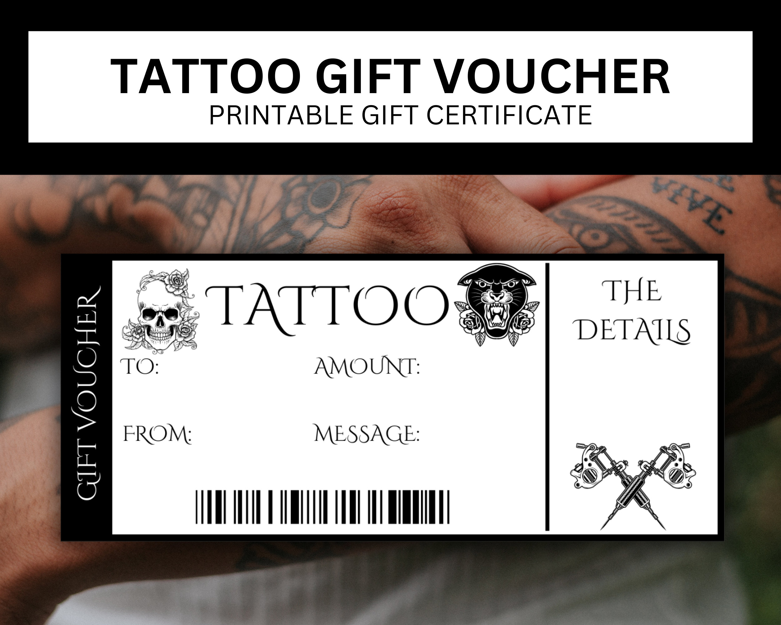 Tattoo Gift Certificate Printable: Tattoo Lover Present (PDF) - Etsy