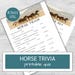 Horse Trivia Printable | Equine Quiz | Horse Lover Game | Animal ...