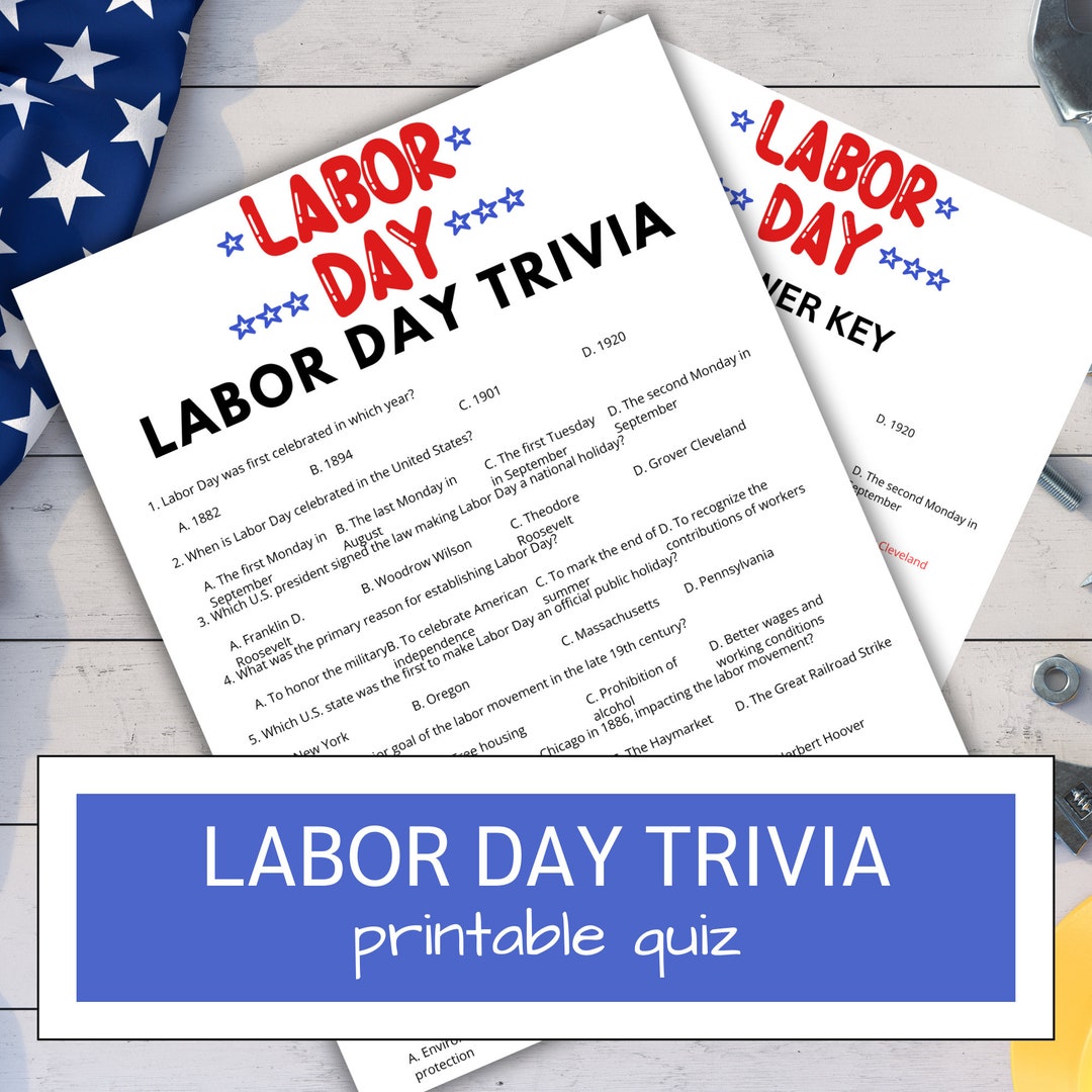 Labor Day Trivia Printable | United States Labor Day Quiz Game | US ...