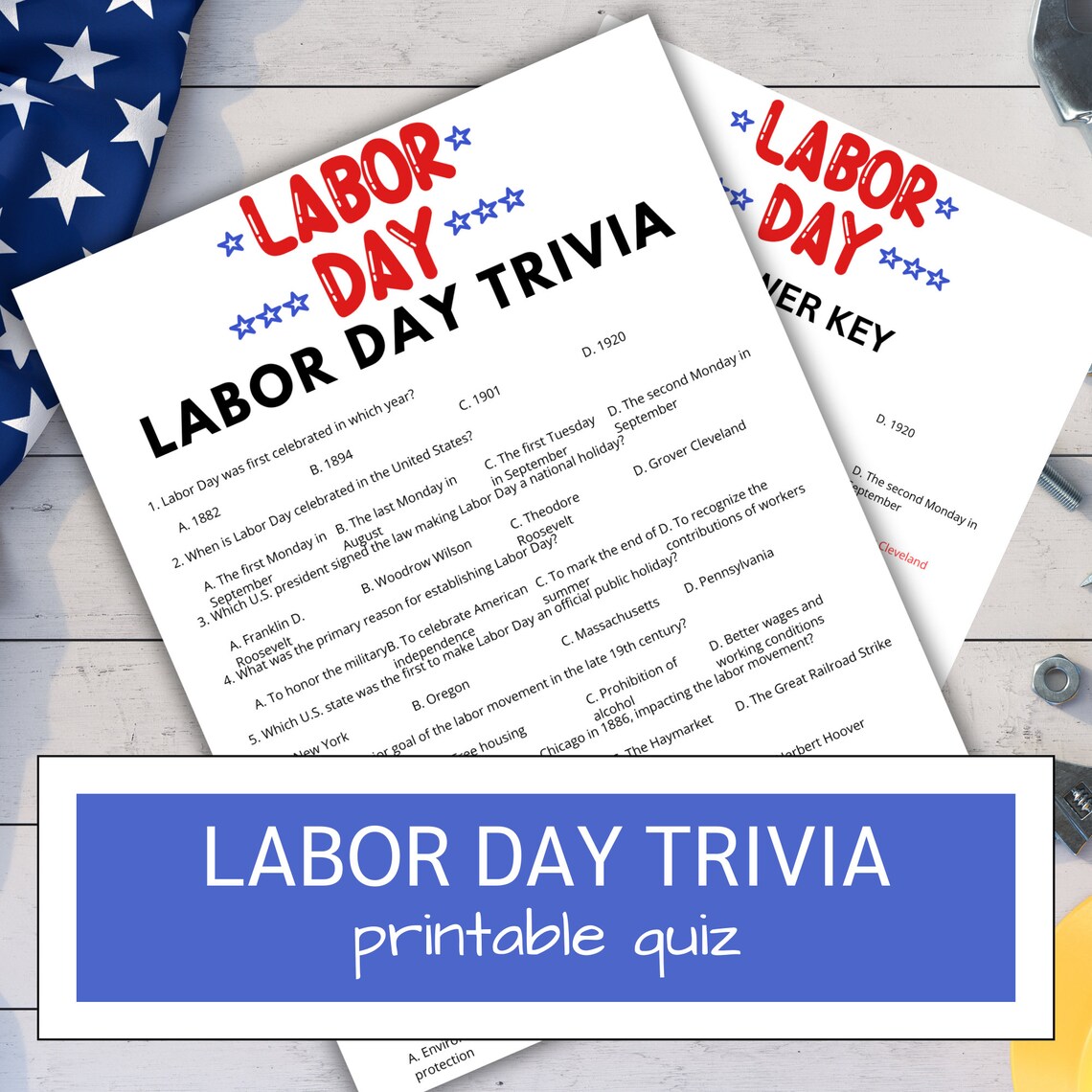 Labor Day Trivia Printable | United States Labor Day Quiz Game | US ...