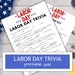 Labor Day Trivia Printable United States Labor Day Quiz Game US Holiday ...