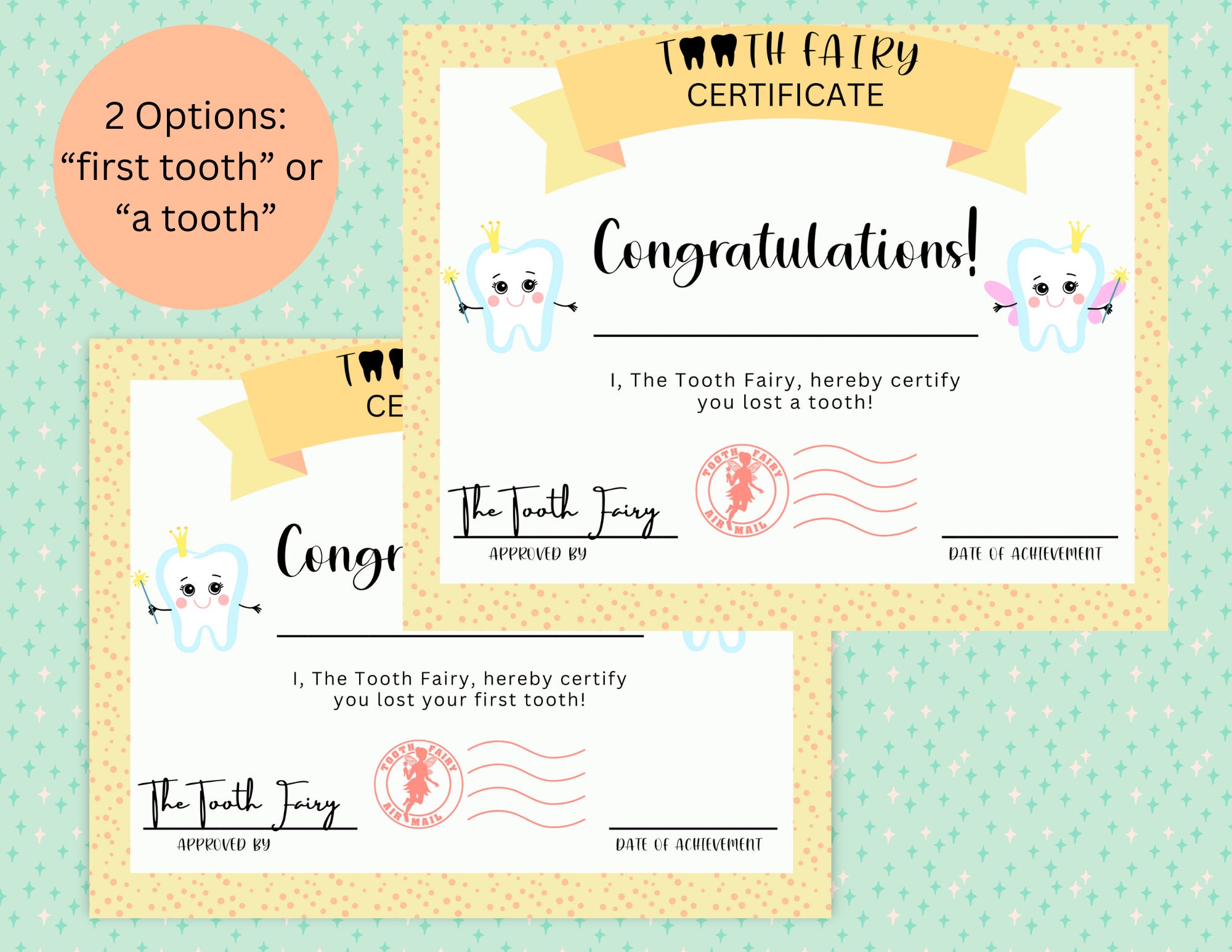 Tooth Fairy Certificate: First Tooth Loss Keepsake (printable) - Etsy