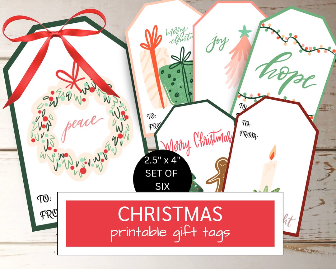 Christmas Gift Tags Printable | Holiday Gift Bag Tag | Xmas Goodie Bag ...