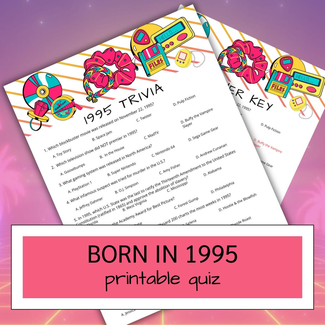 1995 Trivia Game: 30th Birthday Reunion Quiz (printable PDF) - Etsy