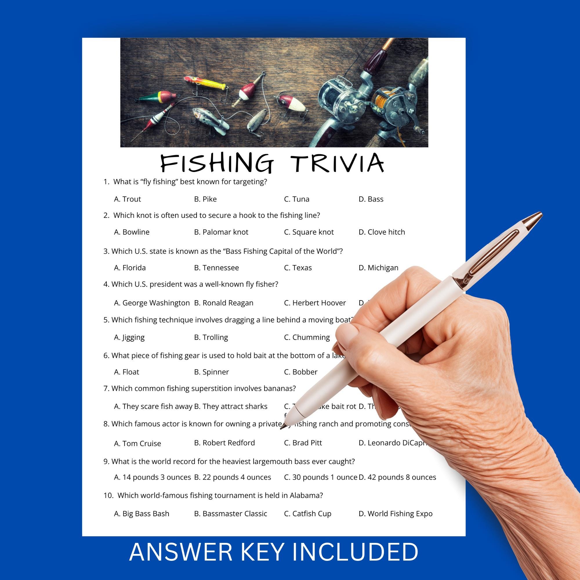 Fishing Trivia Quiz: Printable Game for Family & Classroom (PDF ...