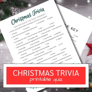 Christmas Trivia Game | Christmas Printable Quiz | Xmas Themed Activity ...