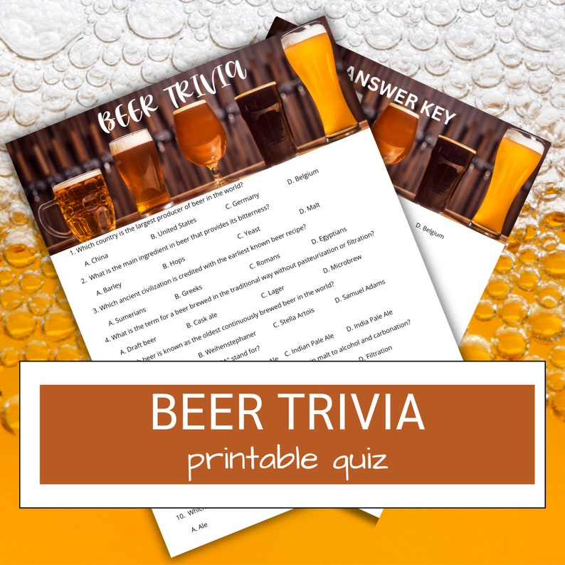Beer Printable Quiz | Beer Flight Trivia | Brewery Activity | Bachelor ...