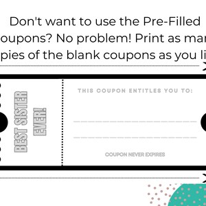 Sister Coupon Book | Best Sister Ever Birthday Voucher | Gift for ...