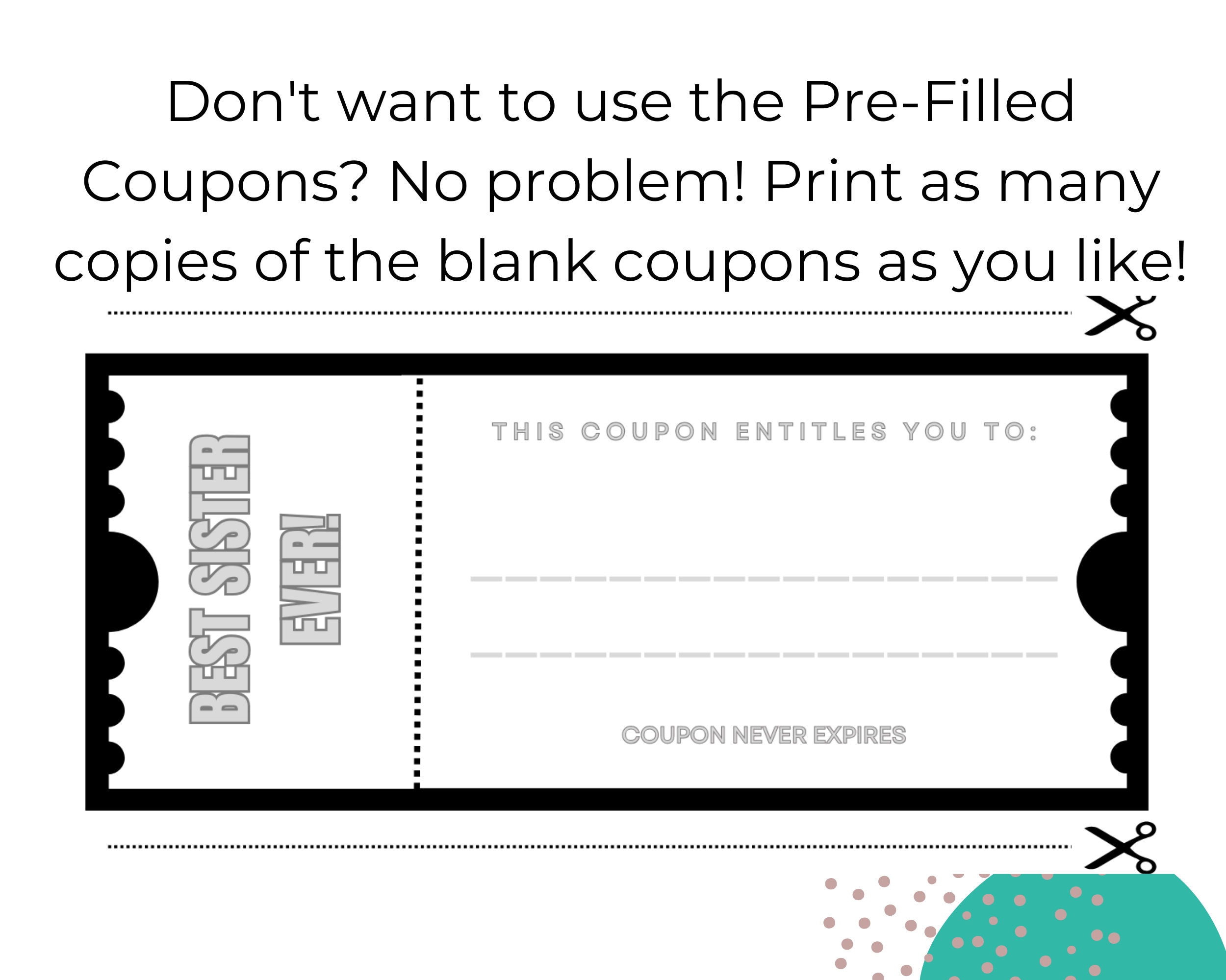 Sister Coupon Book | Best Sister Ever Birthday Voucher | Gift for Sister | Presents for Sibling ...